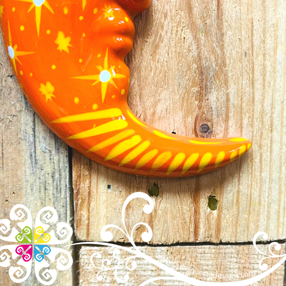 Small Orange Sun & Moon Set - Wall Decor – Guelaguetza Designs