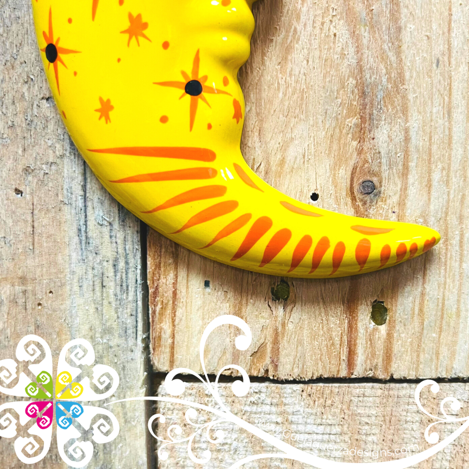 Small Yellow Sun & Moon Set - Wall Decor – Guelaguetza Designs