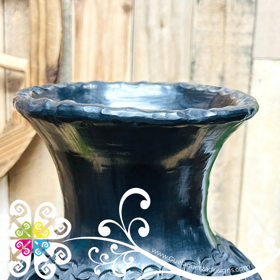 Extra Large Black Clay Vase - Barro Negro Oaxaca – Guelaguetza Designs