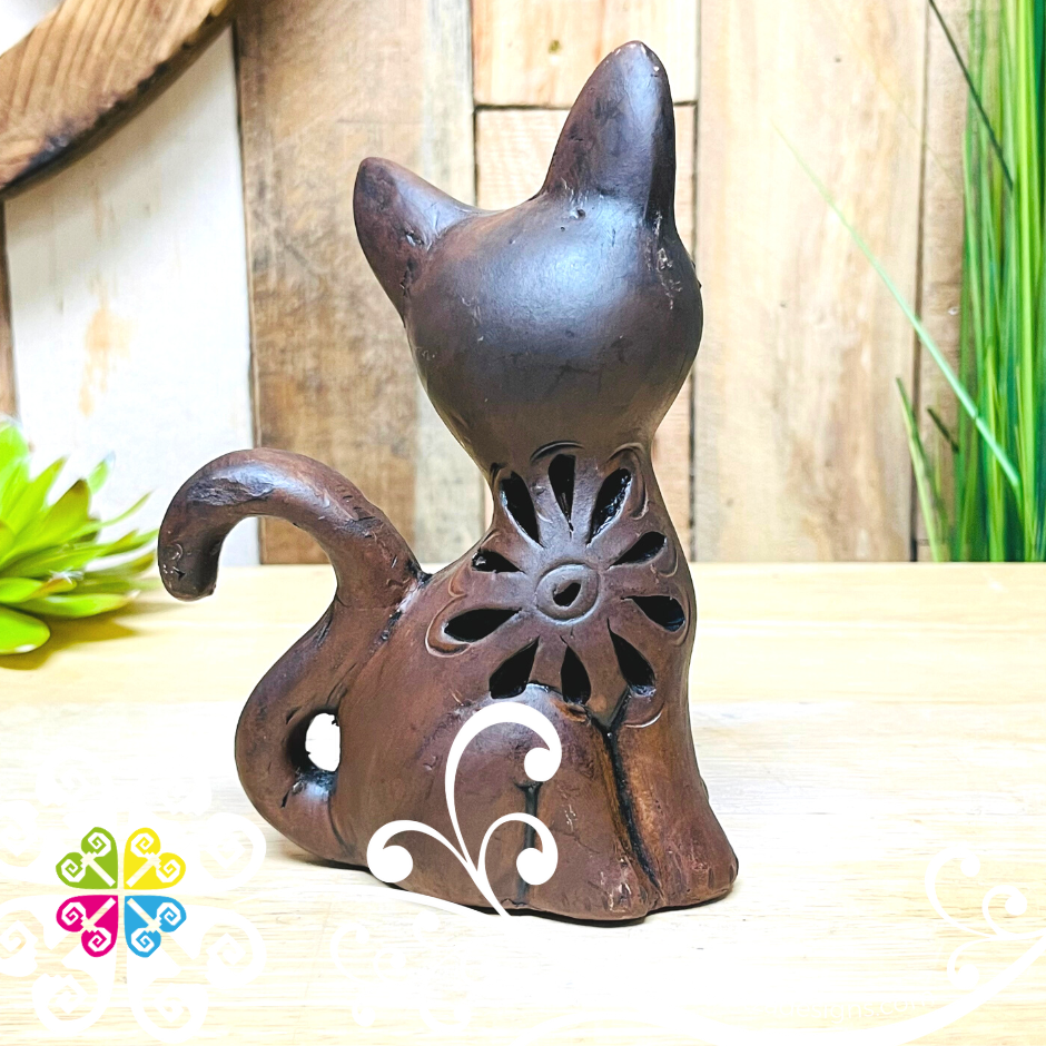 Small Cabezon Cat Brown Clay - Barro Cafe Oaxaca – Guelaguetza Designs