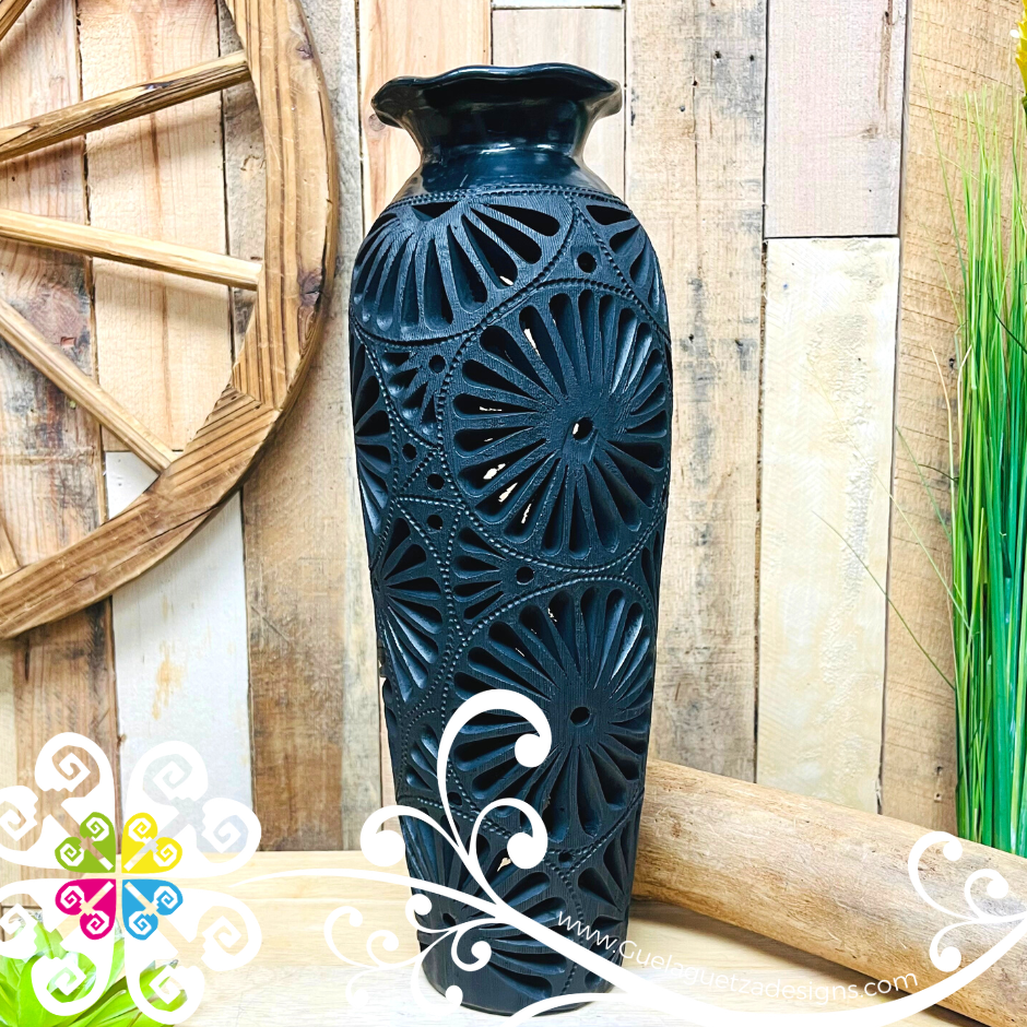 Tall Jumbo Clay Vase - Barro Negro Oaxaca – Guelaguetza Designs
