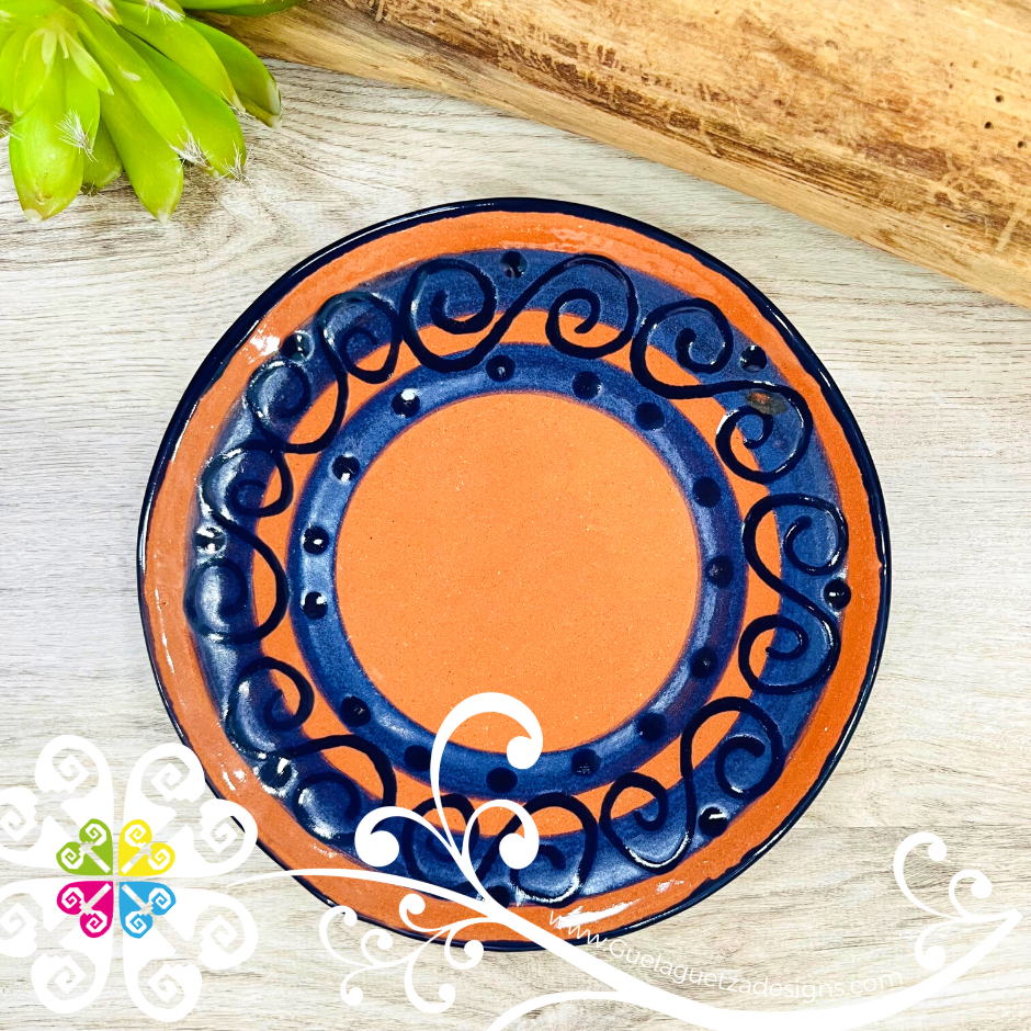 Set of 4 Medium Flat Clay Plate - Artisan Plate – Guelaguetza Designs