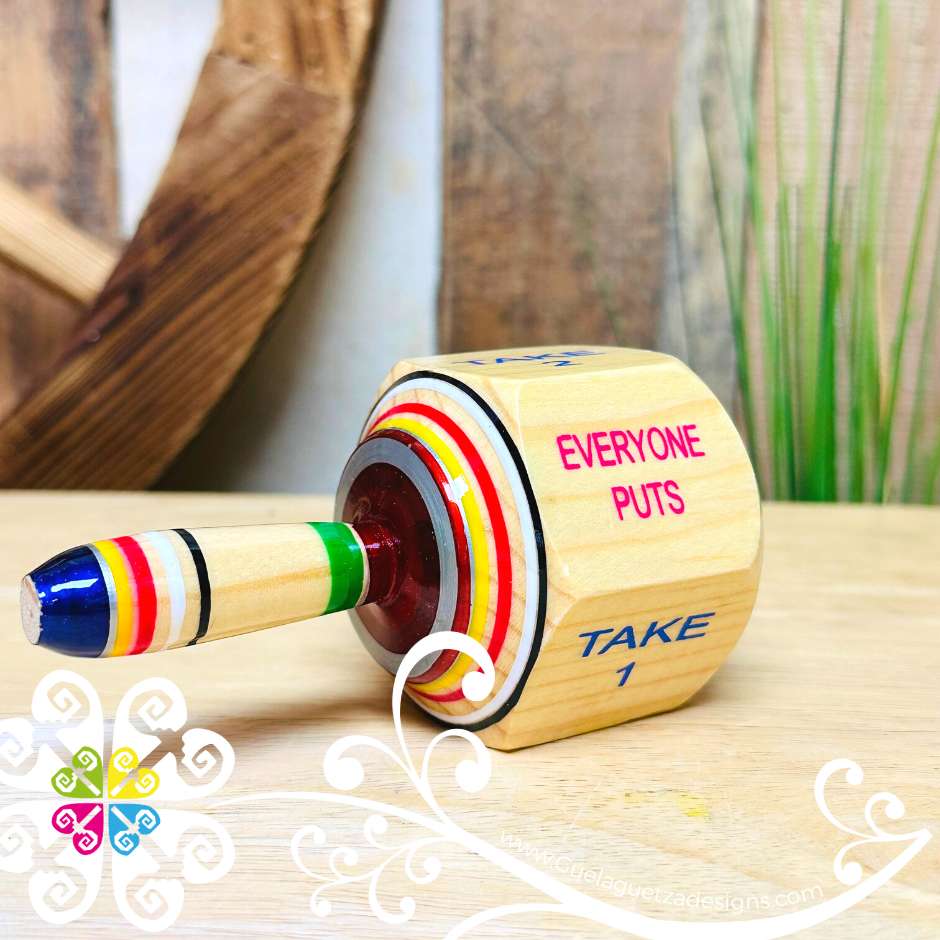 Small Toma Todo Wood - Pirinola in English – Guelaguetza Designs