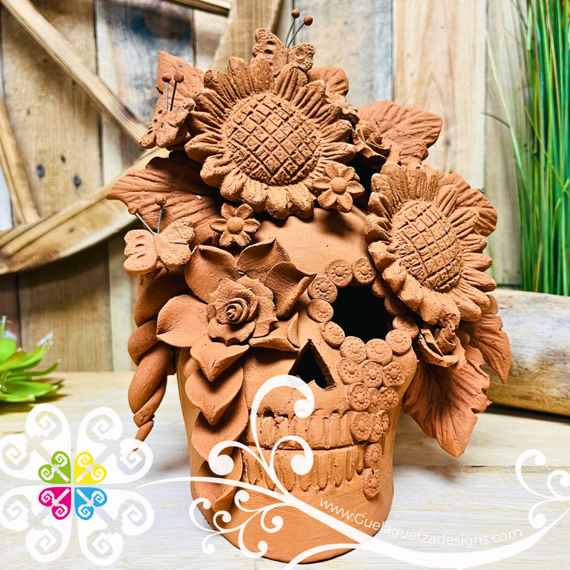 Large Sunflower Skull - Capula Clay Home – Guelaguetza Designs