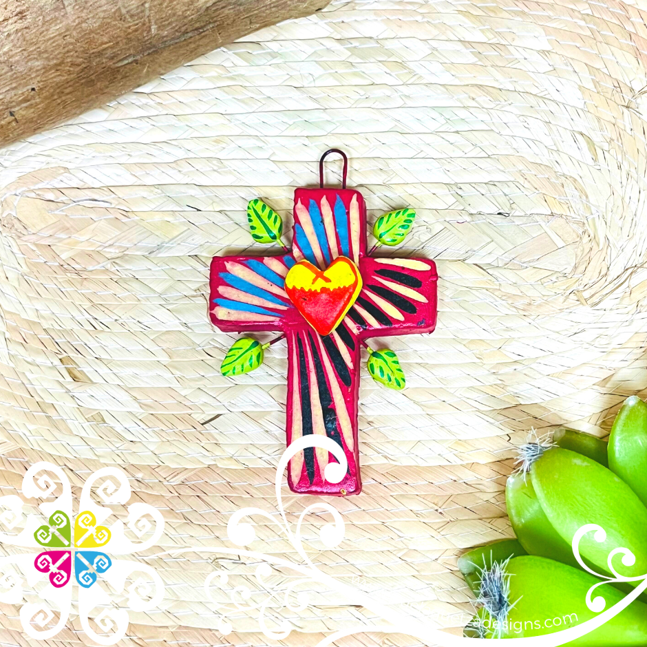 Mini Cruz Arbol de la Vida - Heart Design - Barro Cocido – Guelaguetza ...
