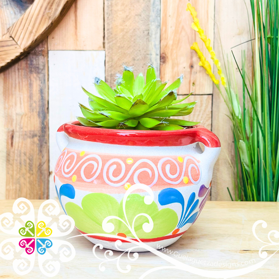 Small Macetera Flor - Maceta Barro – Guelaguetza Designs