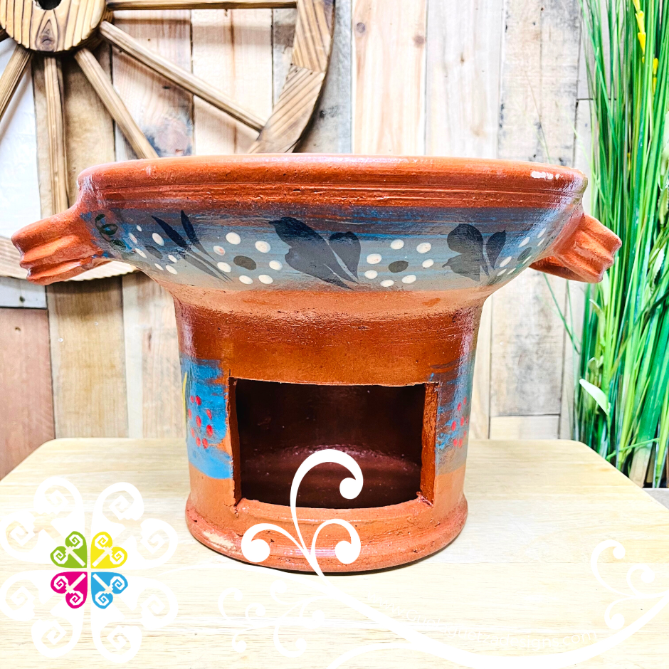 Anafre de Barro Decorada - Mexican Kitchen – Guelaguetza Designs