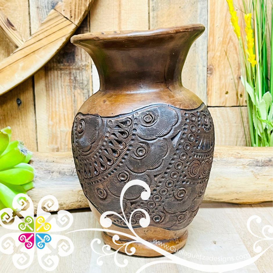 Wavy Vase - Barro Café Oaxaca – Guelaguetza Designs