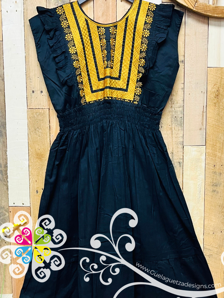 Black Tehuana Bonita Dress – Guelaguetza Designs