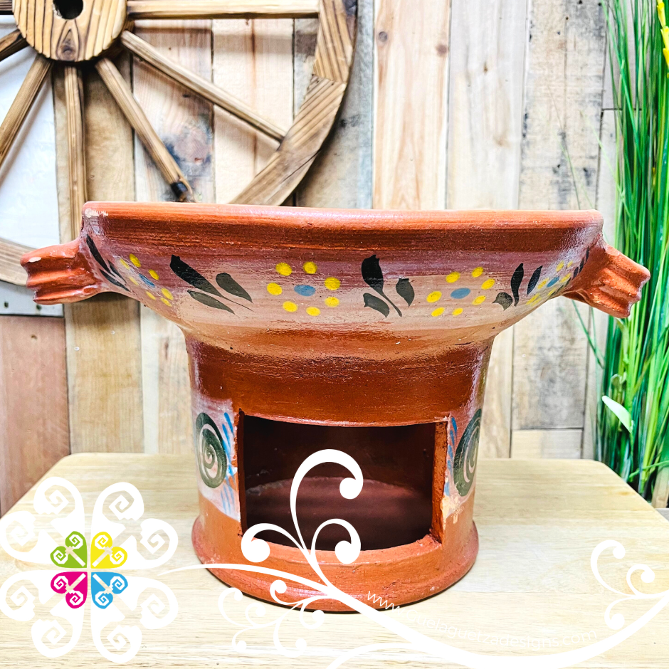 Anafre de Barro Decorada - Mexican Kitchen – Guelaguetza Designs