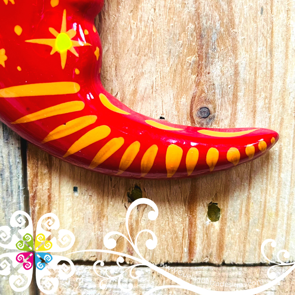 Small Red Sun & Moon Set - Wall Decor – Guelaguetza Designs