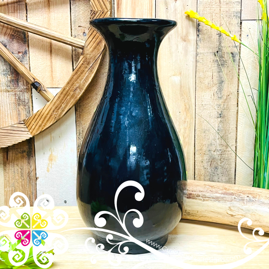 Jumbo Black Clay Hand Painted Vase - Barro Negro Oaxaca – Guelaguetza ...