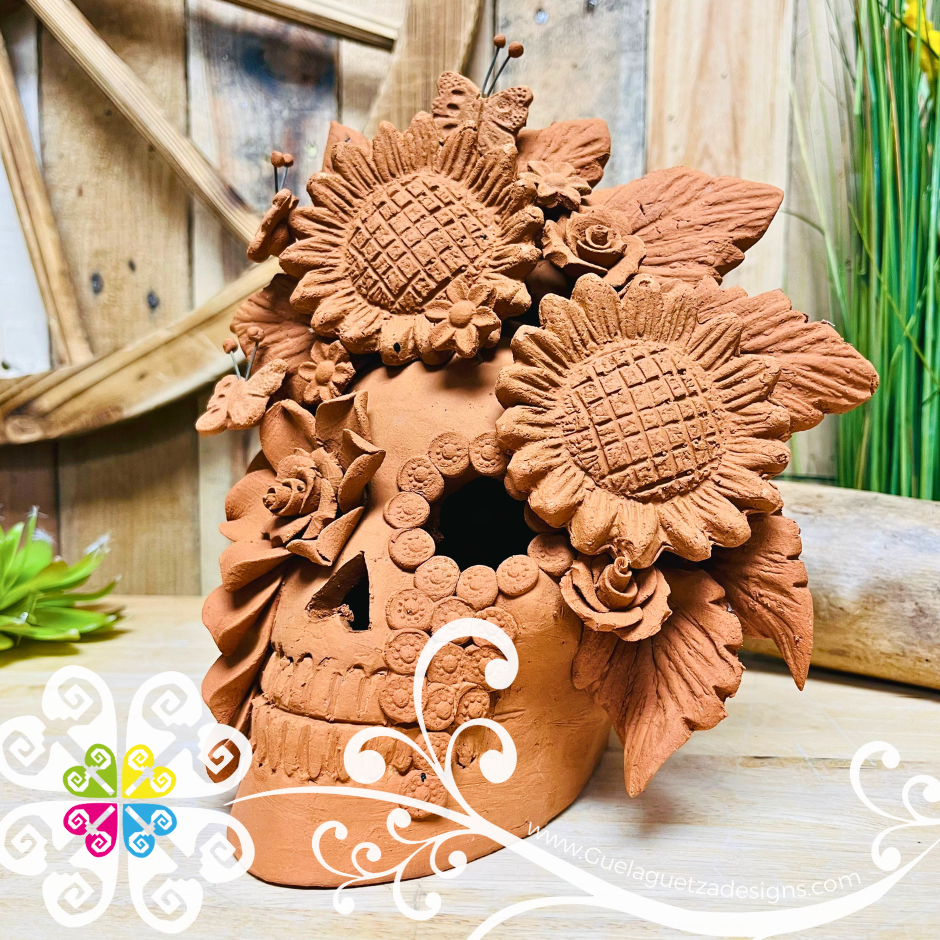 Large Sunflower Skull - Capula Clay Home – Guelaguetza Designs