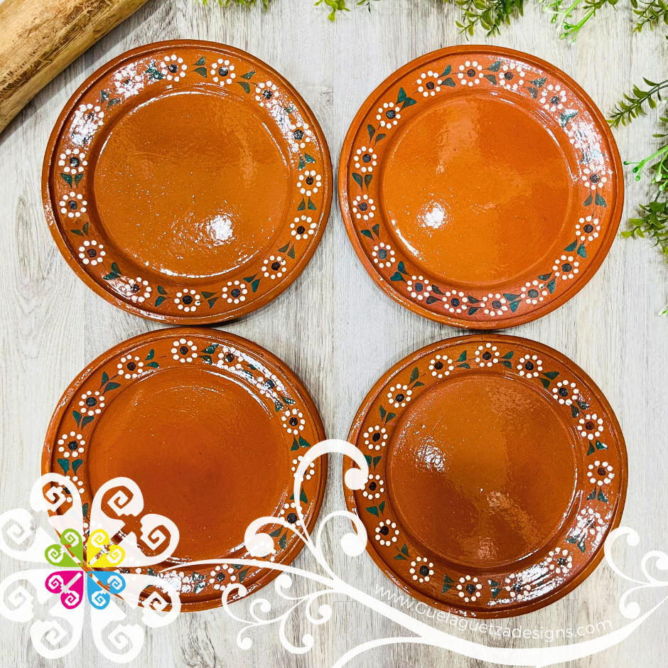 Set of 4 Large Capula Traditional Plate - Set Capula Sencillo Clay Pla ...