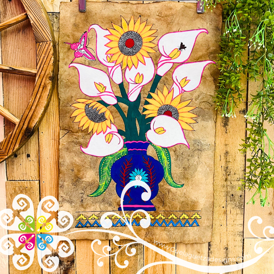 Large Flower Designs - Amate Paintings – Guelaguetza Designs