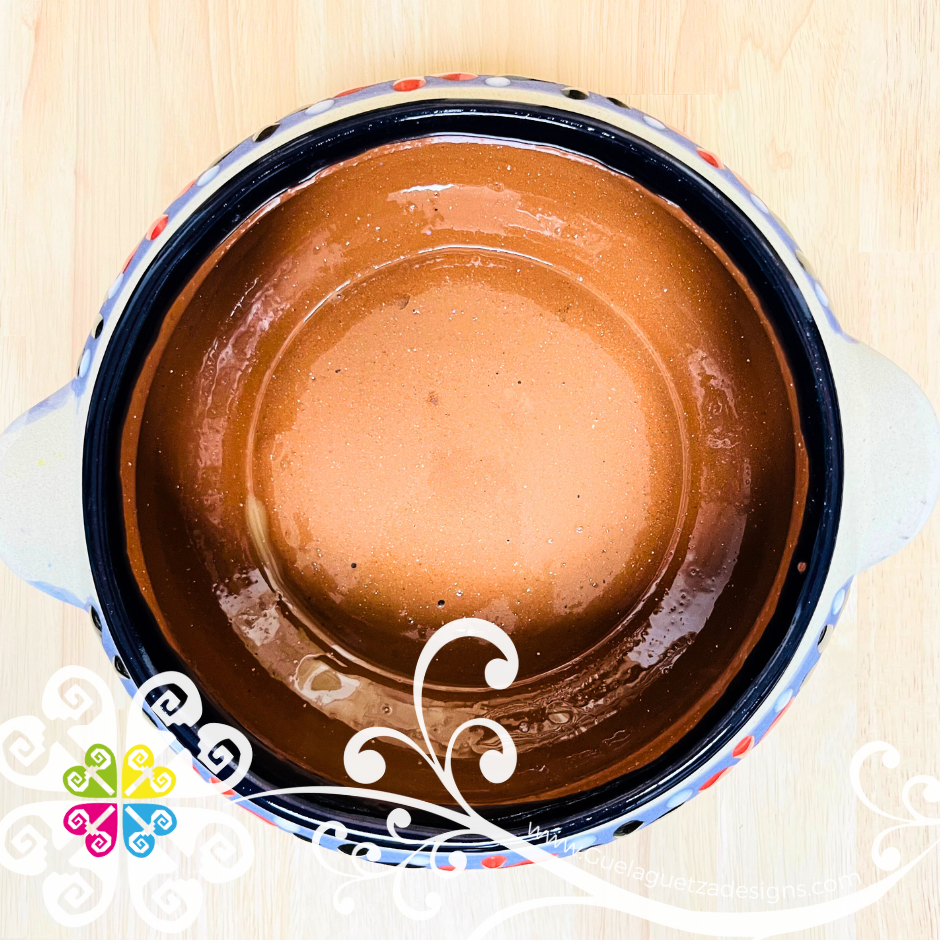 Cazuela Engobe Decorada de Barro con Tapa - Mexican Kitchen ...