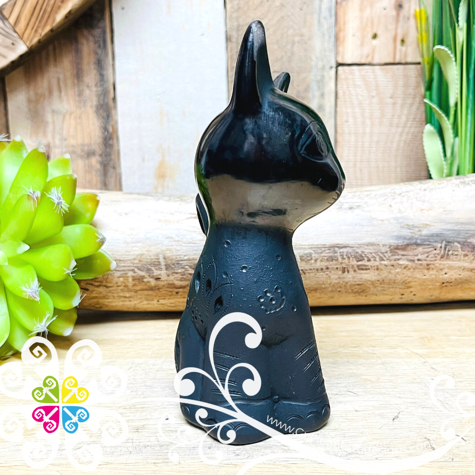 Small Cabezon Cat Black Clay Figure - Barro Negro Oaxaca – Guelaguetza ...