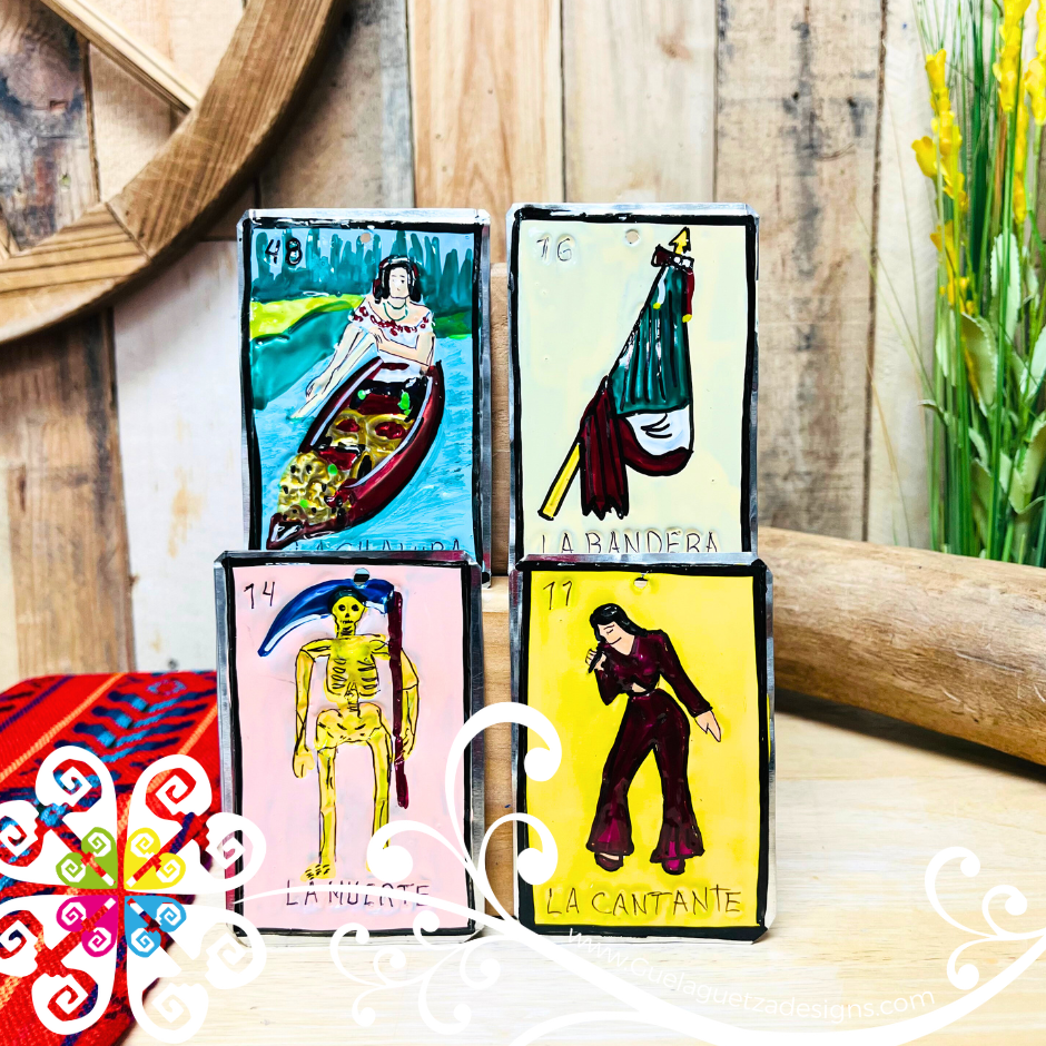 Set of 4 Hojalata Loteria Cards - Mexican Decor – Guelaguetza Designs