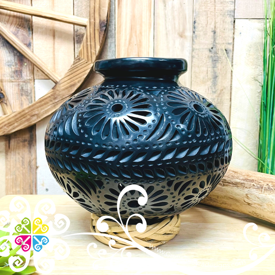 Jumbo Cantarito Black Clay Vase - Barro Negro Oaxaca – Guelaguetza Designs
