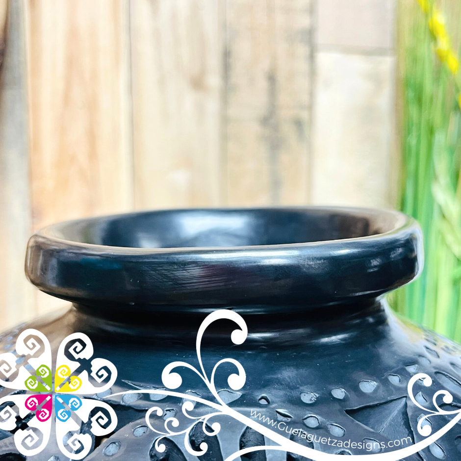 Jumbo Cantarito Black Clay Vase - Barro Negro Oaxaca – Guelaguetza Designs