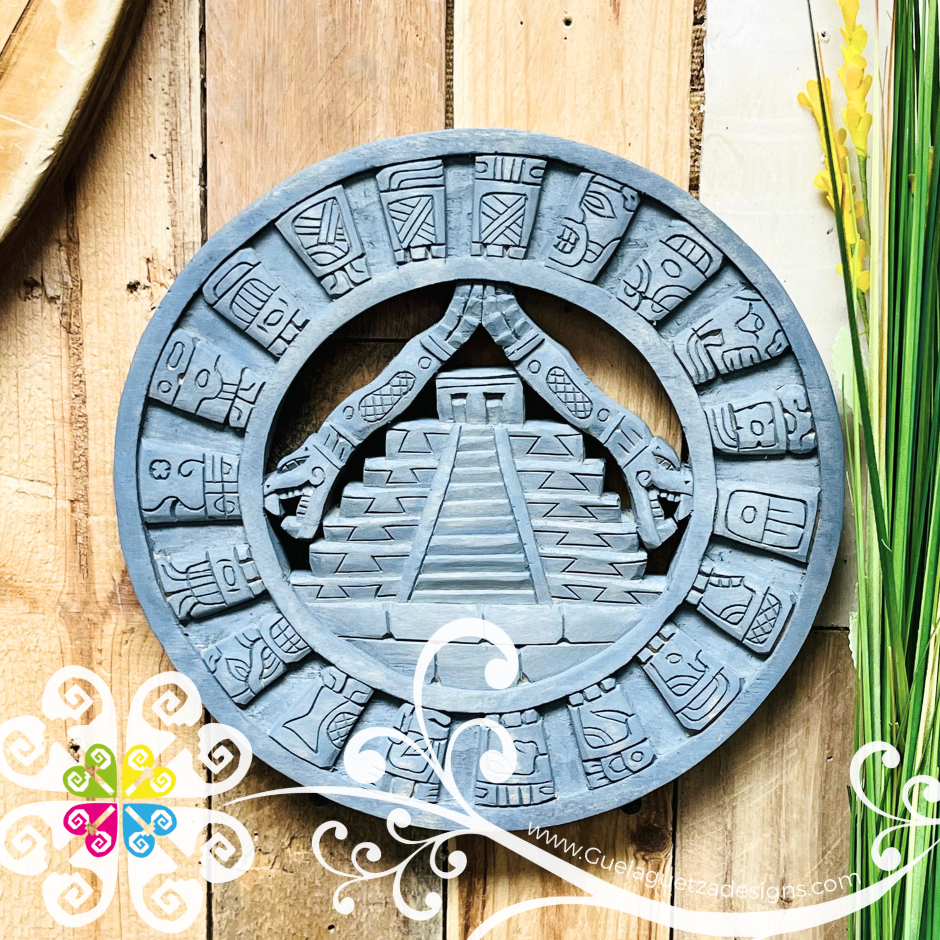 Large Gray Hand Carve Mexican Calendars – Guelaguetza Designs