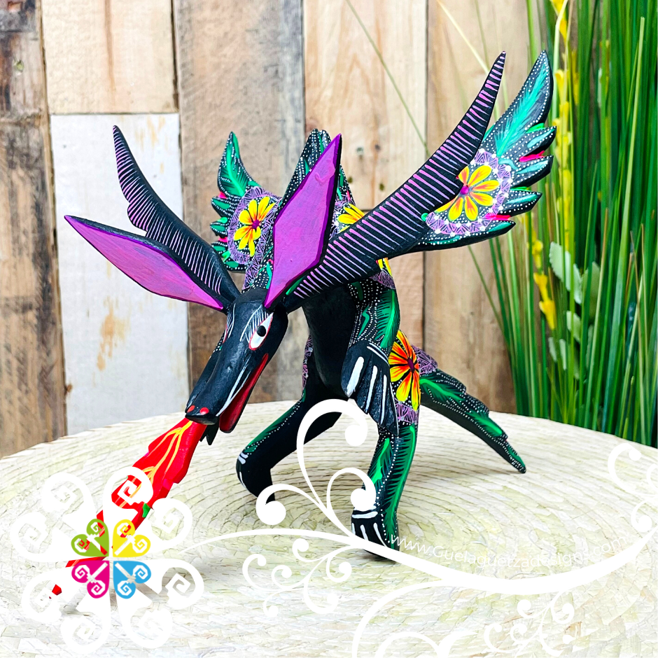 Medium Dragon Alebrije- Handcarve Wood Decoration Figure – Guelaguetza ...