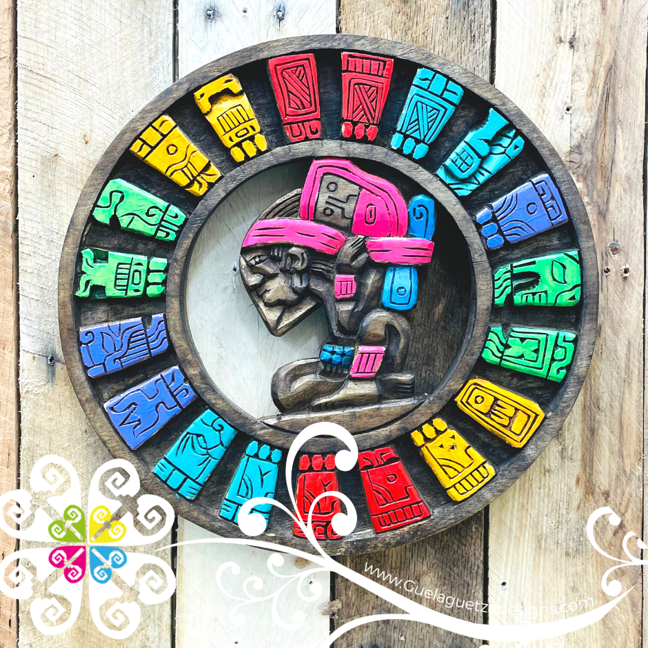 Large Multicolor Hand Carve Mexican Calendars – Guelaguetza Designs