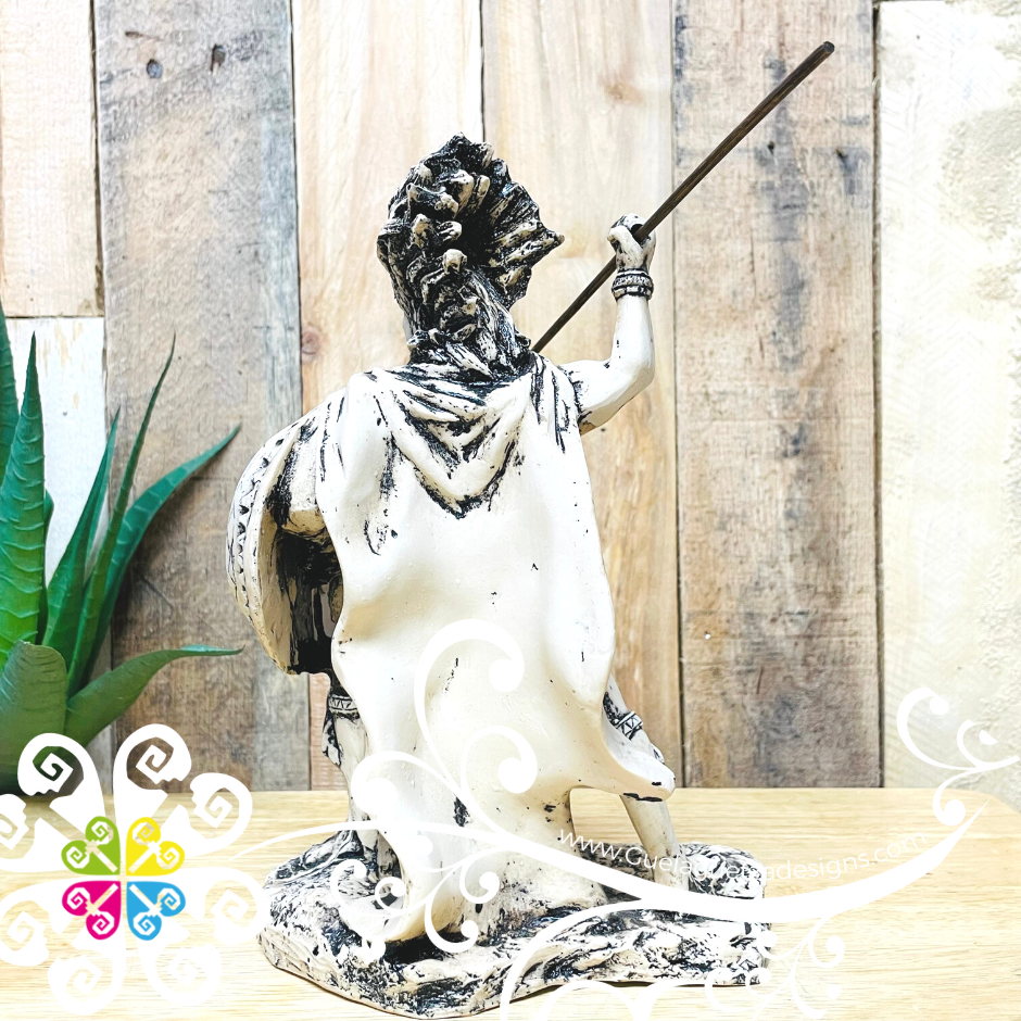 Medium Aztec Warrior Statue - Resin Warrior – Guelaguetza Designs