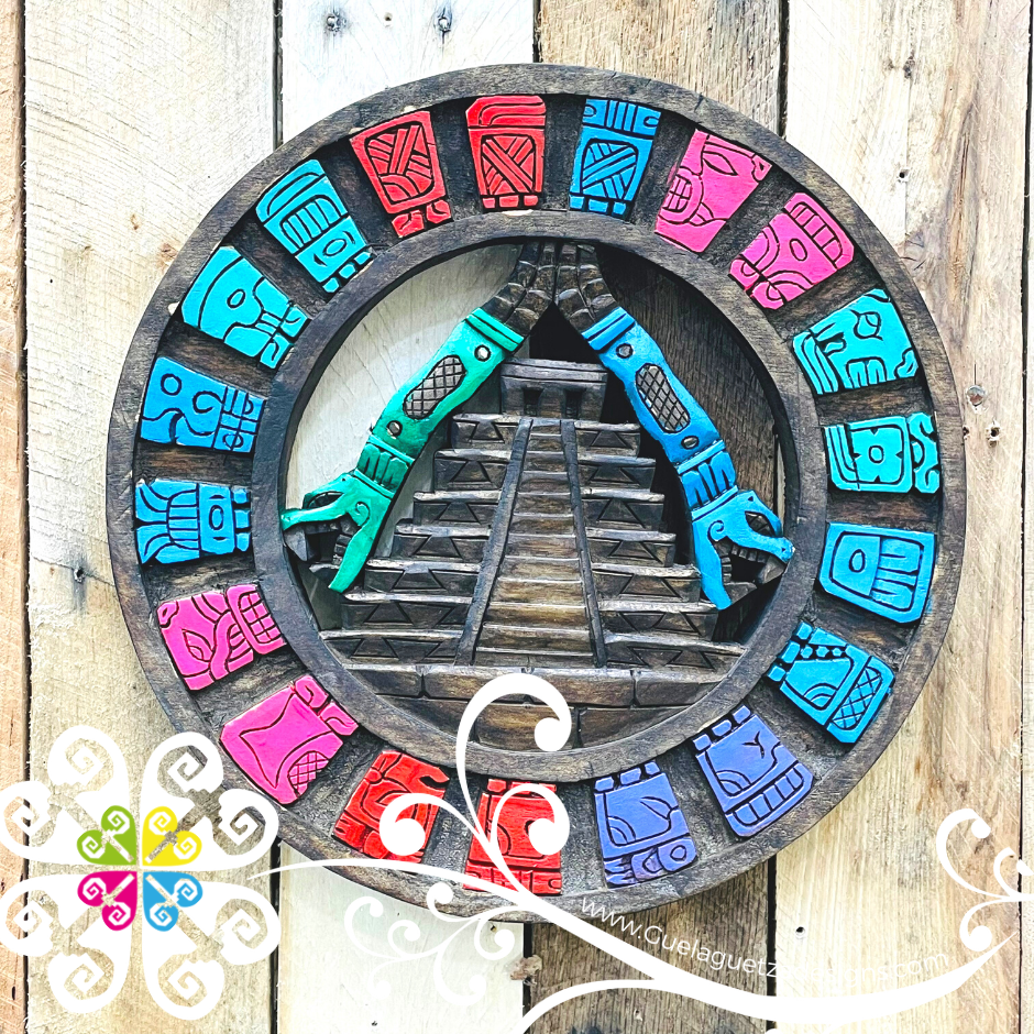 Large Multicolor Hand Carve Mexican Calendars – Guelaguetza Designs