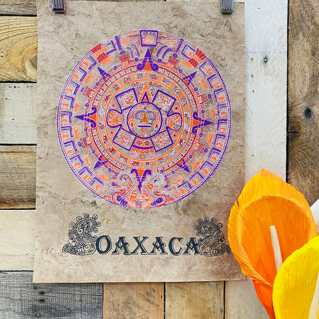 Medium Aztec Calendar Design - Amate Paintings – Guelaguetza Designs
