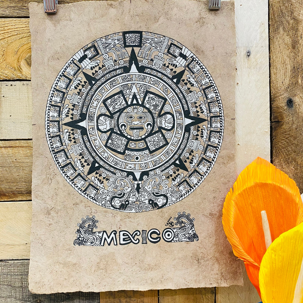 Medium Aztec Calendar Design - Amate Paintings – Guelaguetza Designs