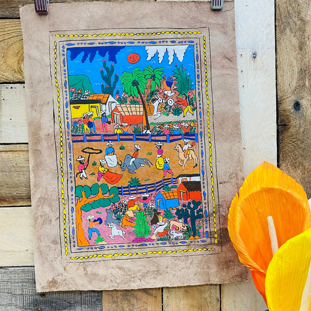 Medium Pueblo Designs - Amate Paintings – Guelaguetza Designs