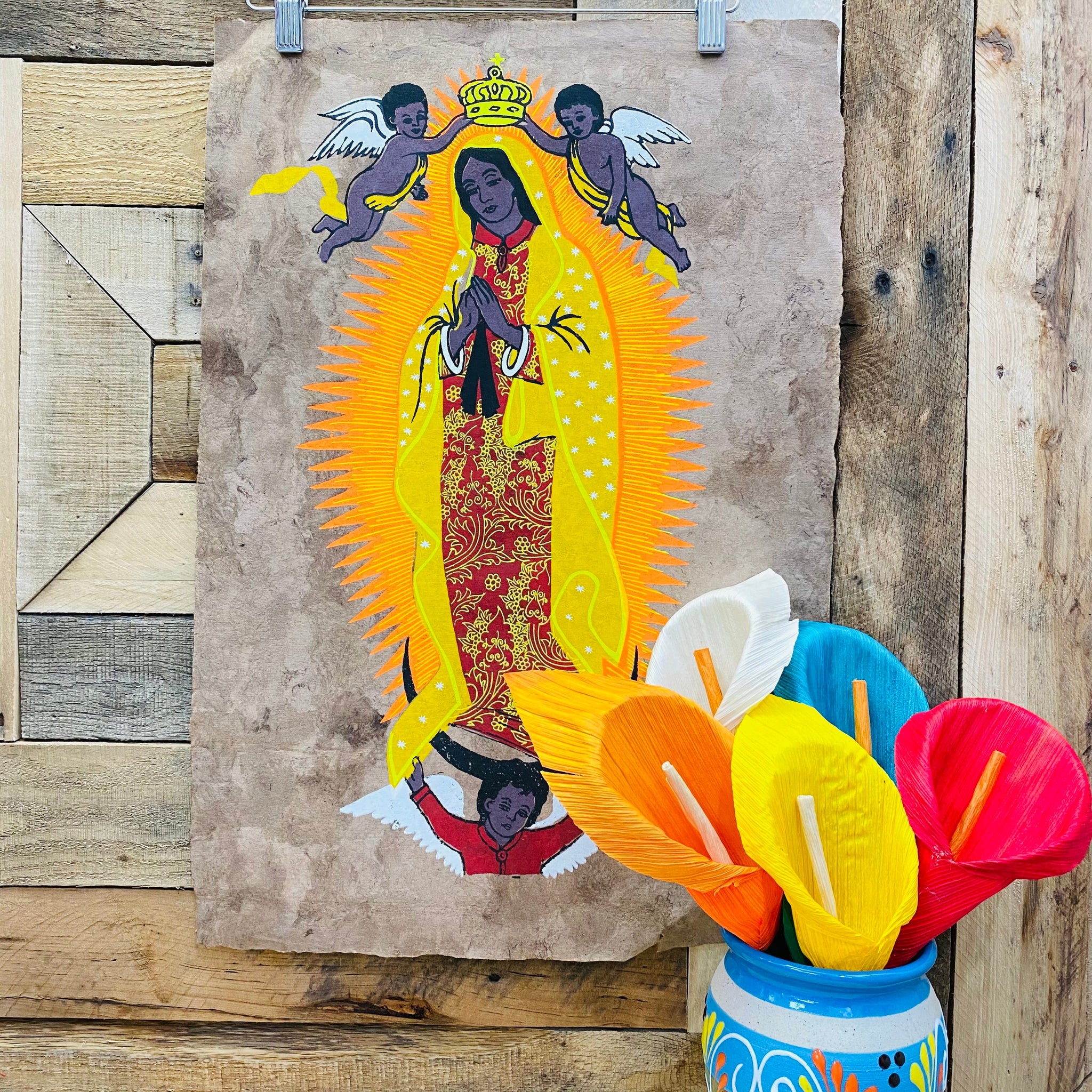Large Virgen Guadalupe Designs - Amate Paintings – Guelaguetza Designs